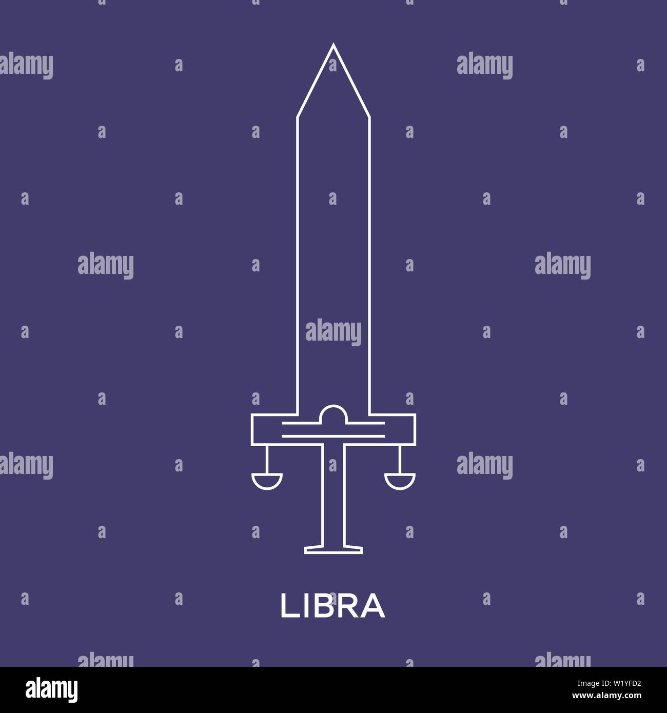 Libra zodiac sign. Line style icon of zodiacal weapon sword. One of 12 ...