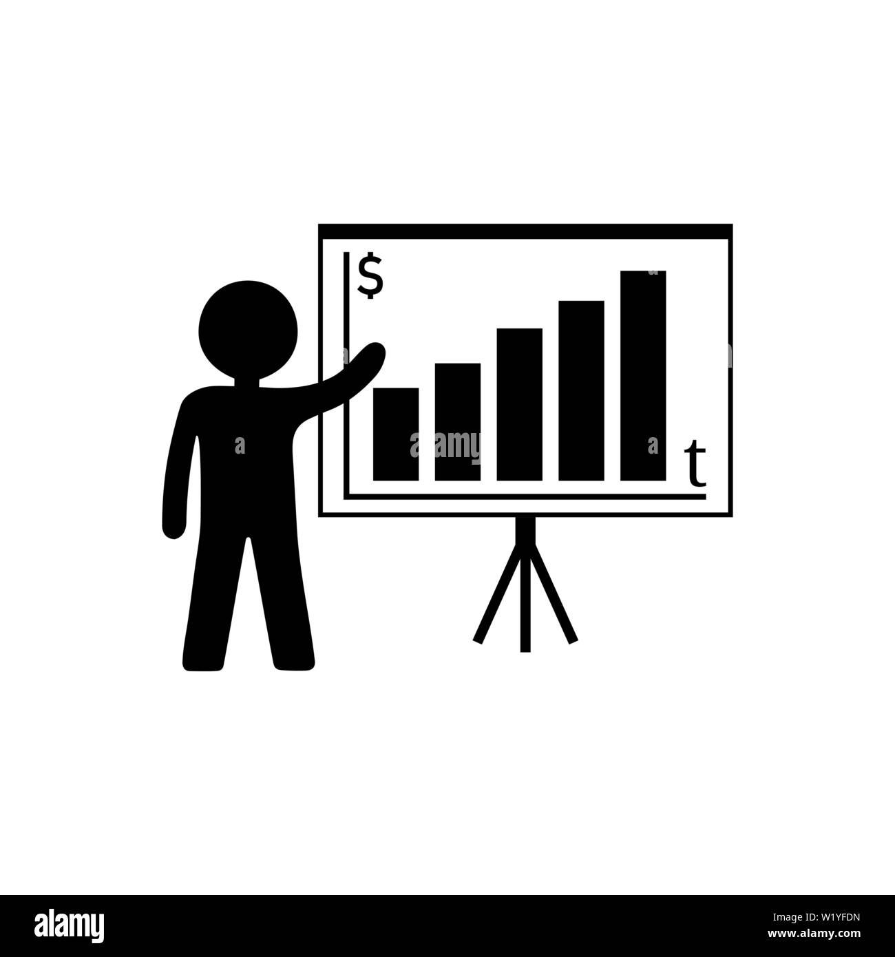 Person with growing chart icon. Business presentation, analyzing ...