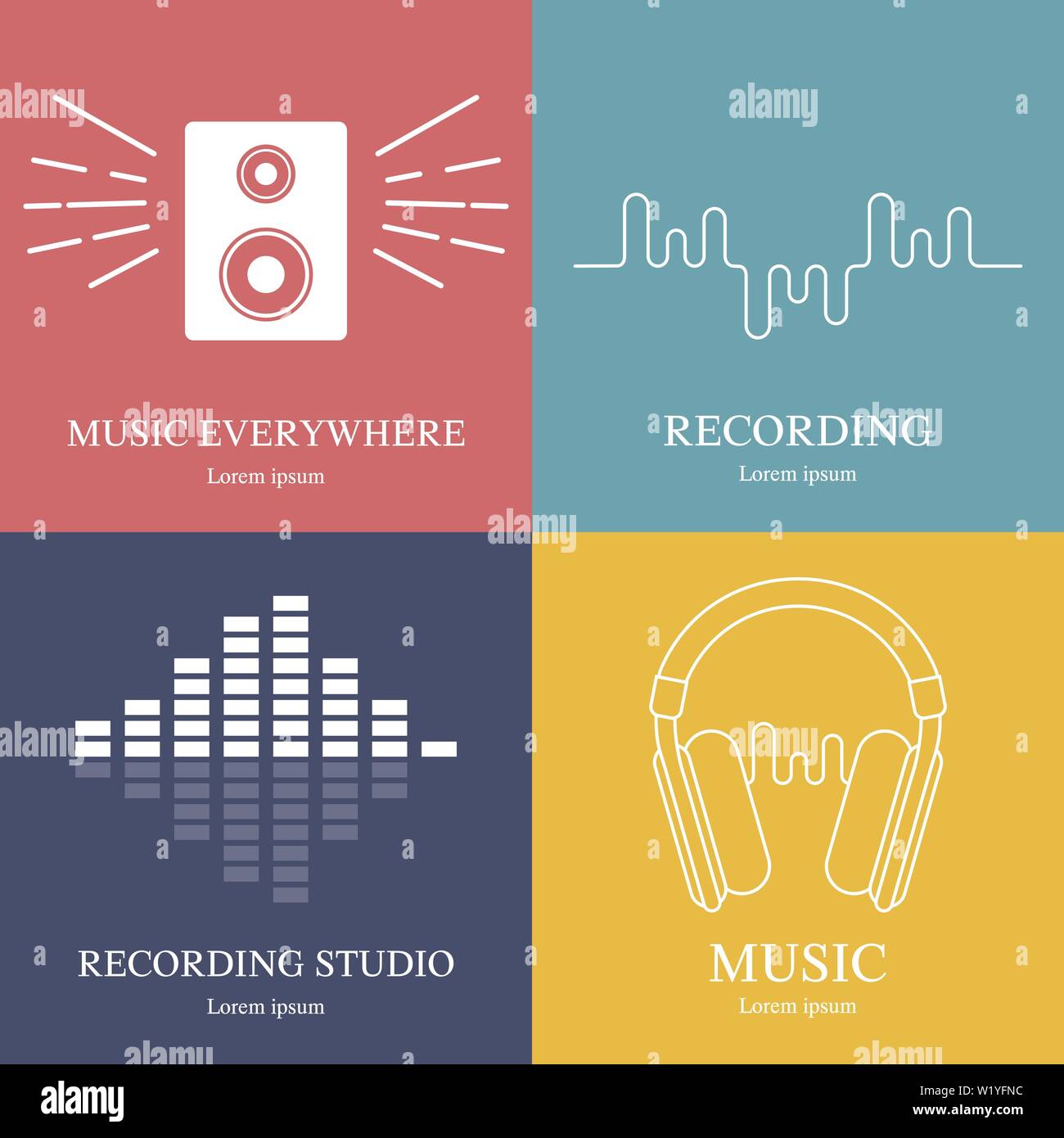 Set of music logos templates. Recording studio labels. Radio badges ...