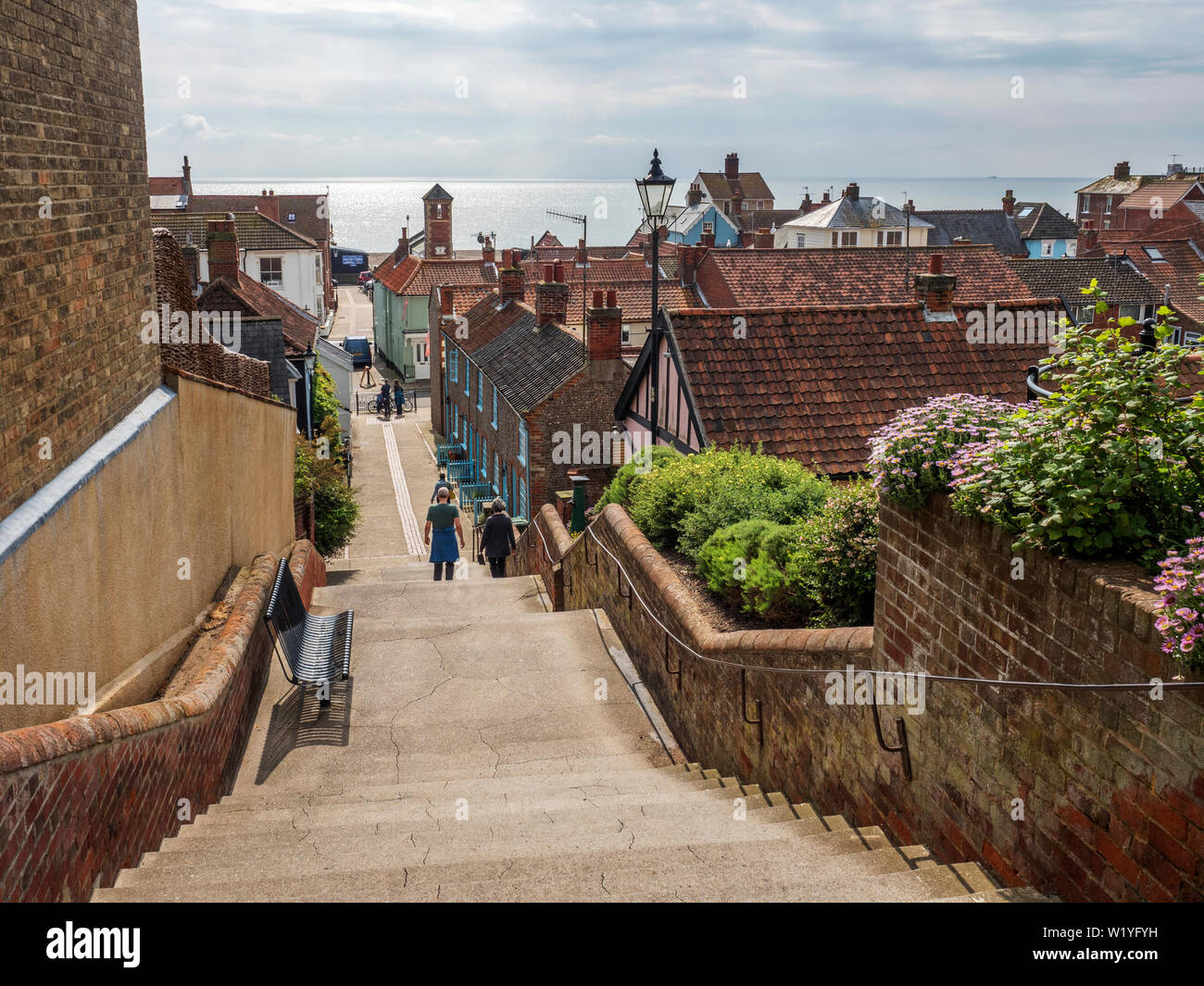 View down the Town Steps toward the Beach Lookout on the seafront at ...