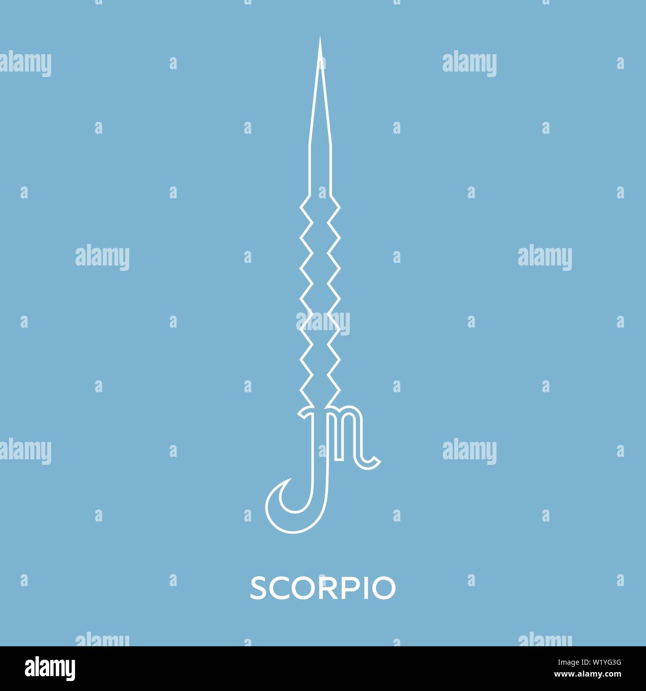 Scorpio zodiac sign. Line style icon of zodiacal weapon sword. One of ...