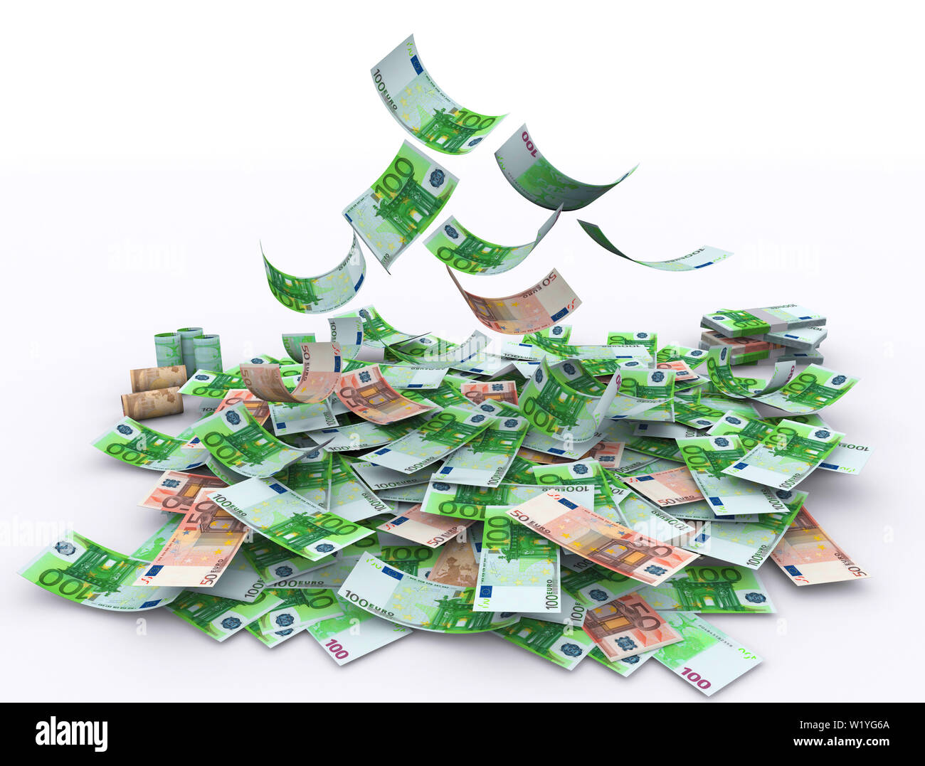 Falling 100 and 50 Euros both from front and back like real one on ...