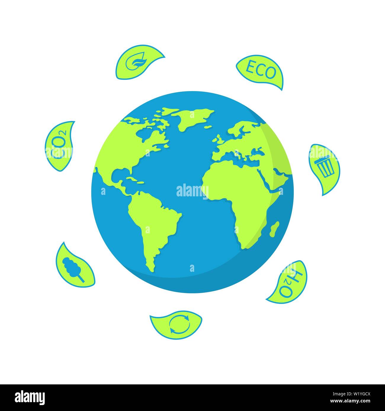 Earth Globe with Leaves for World Environment Day. Ecology planet. Eco ...