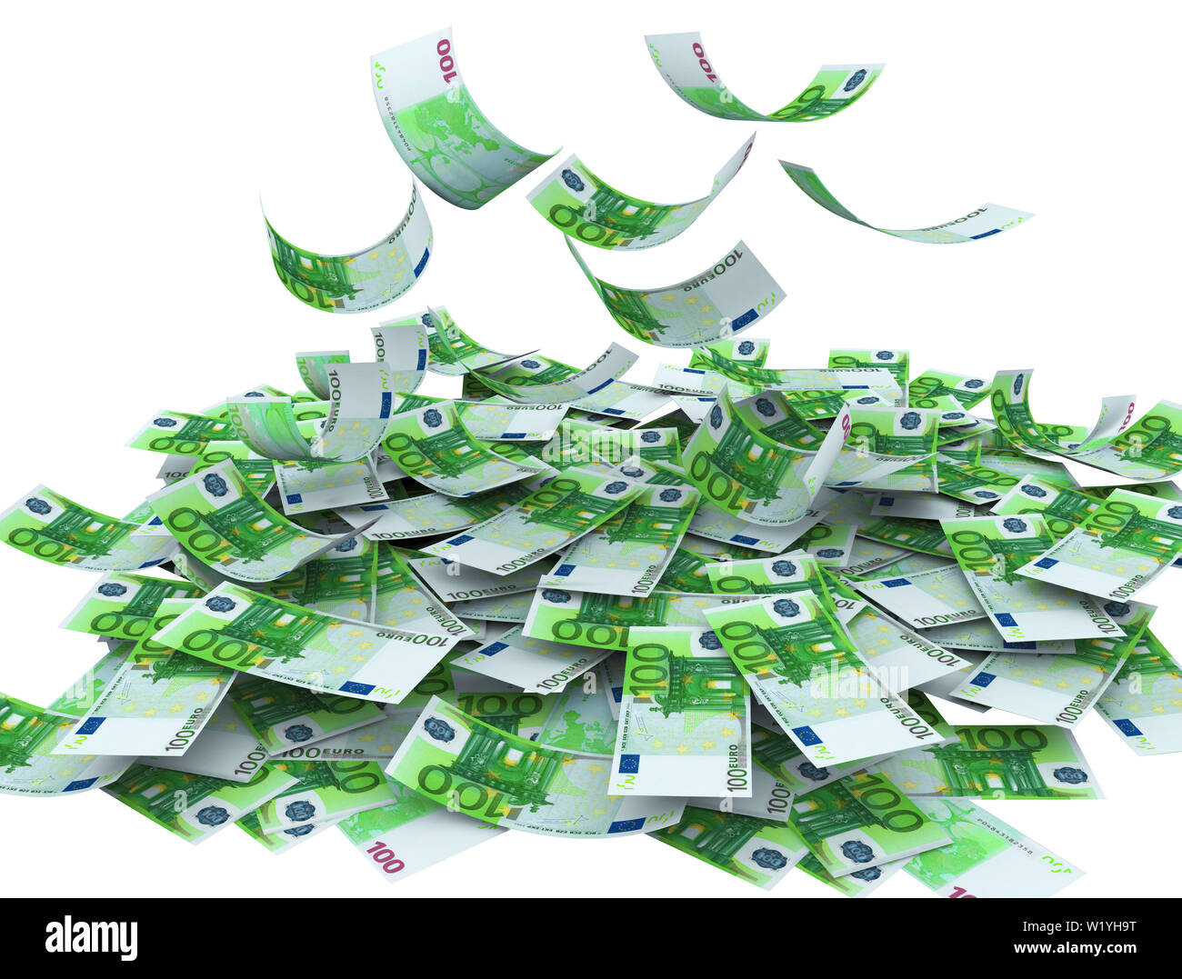 Flying Euro both from front and back like real Banknote, isolated on ...