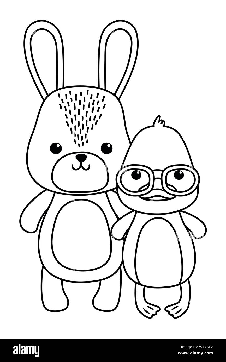 Rabbit and duck cartoon design, Animal cute zoo life nature and fauna ...