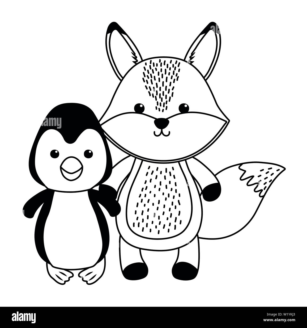 Fox and penguin cartoon design, Animal cute zoo life nature and fauna ...