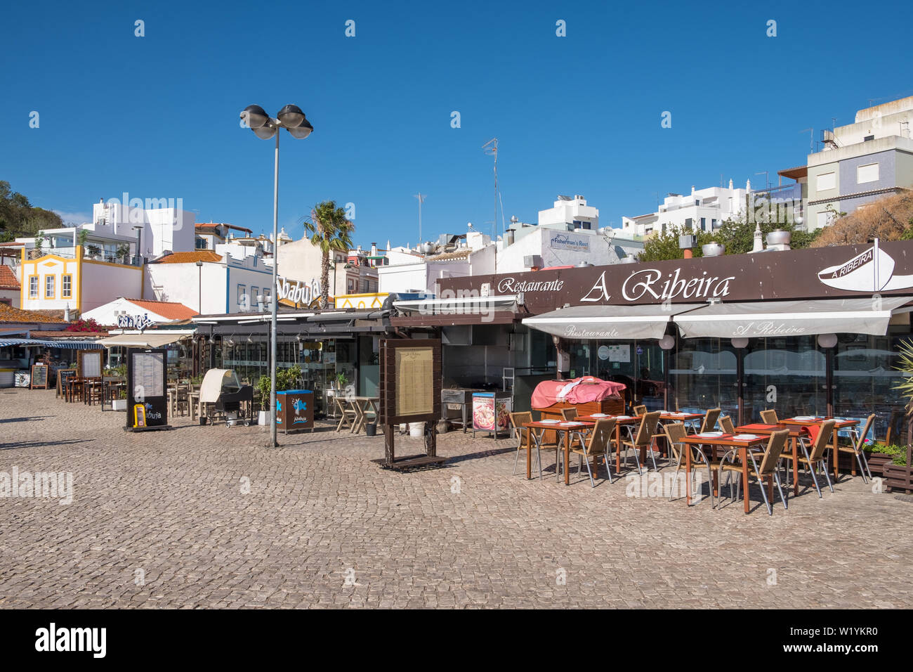 A Ribeira fish and seafood restaurant in Alvor, Algarve, Portugal Stock ...