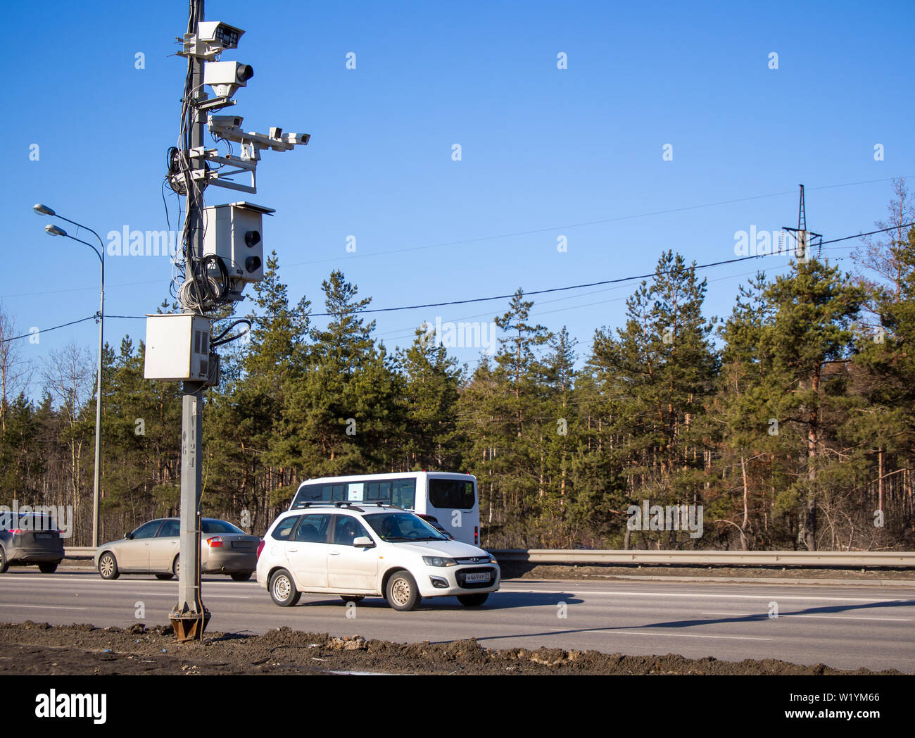 Voronezh, Russia - March 13, 2019: Many control cameras of different ...