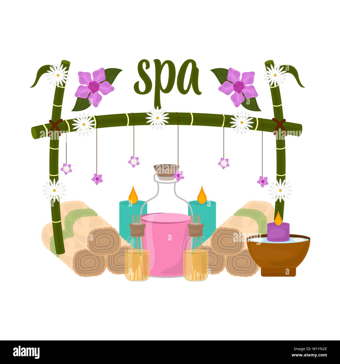 Isolated spa objects image with text - Vector Stock Vector Image & Art ...
