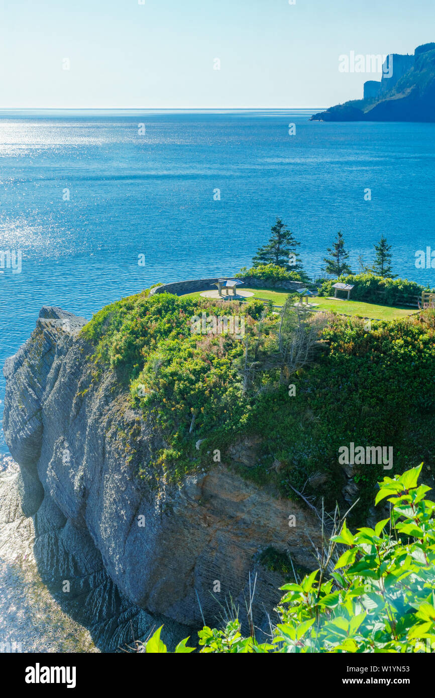 Landscape of cliffs and ocean in Cap-Bon-Ami, in the north sector of ...