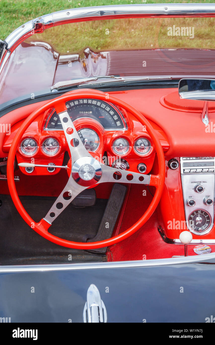 Beautiful old classic Chevrolet corvette interior Stock Photo - Alamy