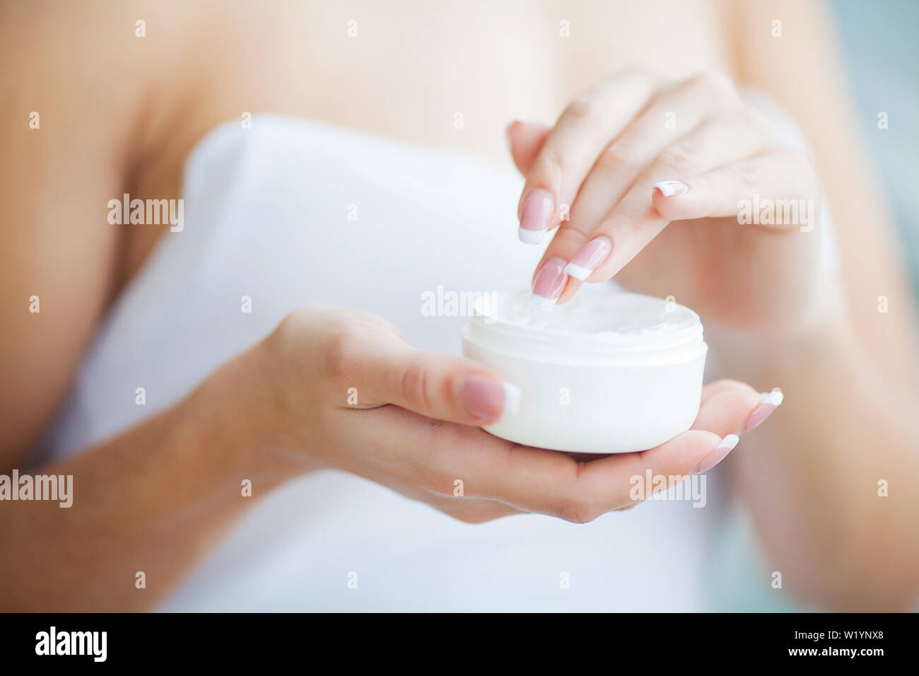 Hand Skin Care. Close Up Of Female Hands Holding Cream Tube, Beautiful ...
