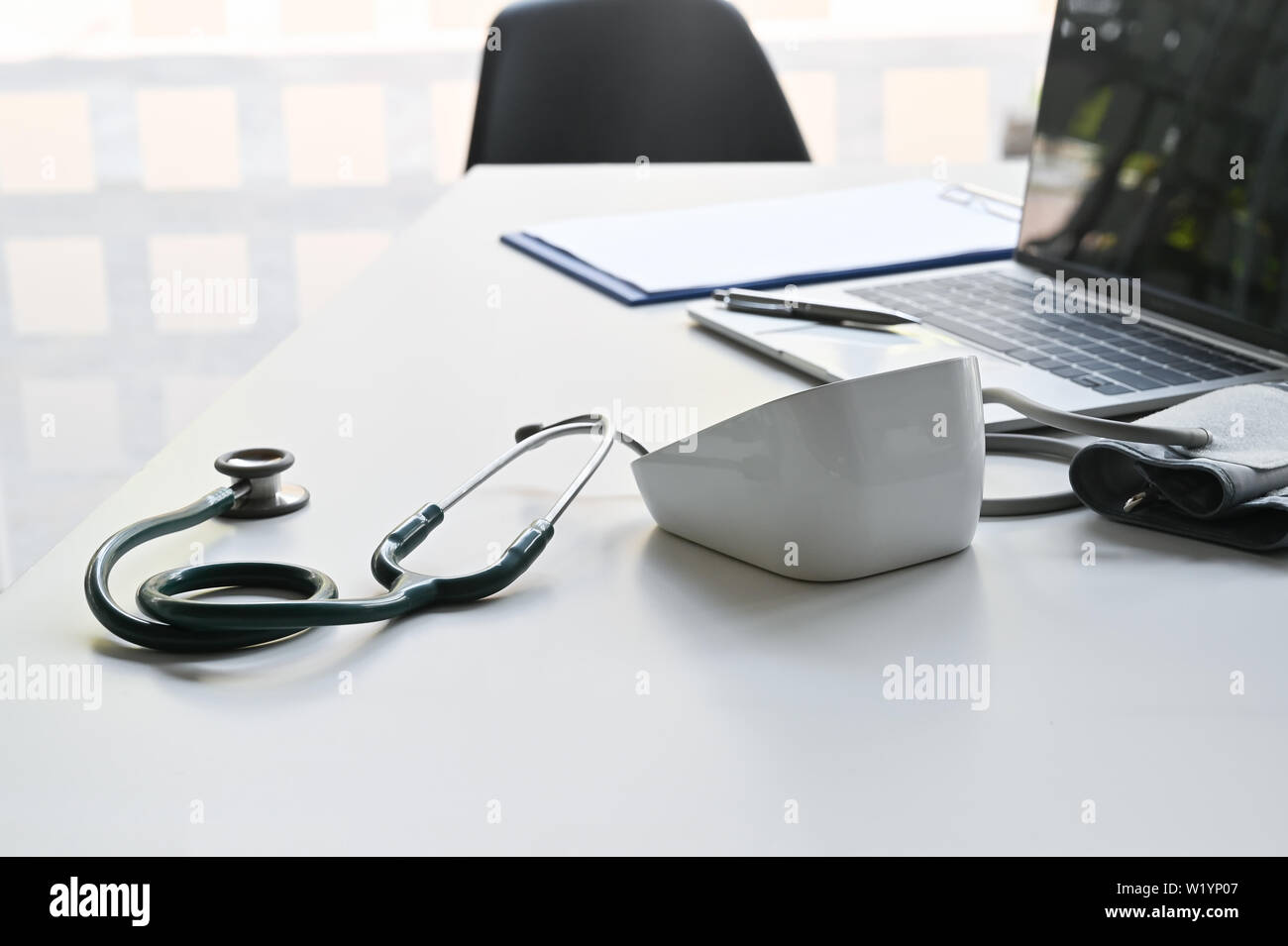 Medical Doctor workspace with work equipment Stock Photo - Alamy