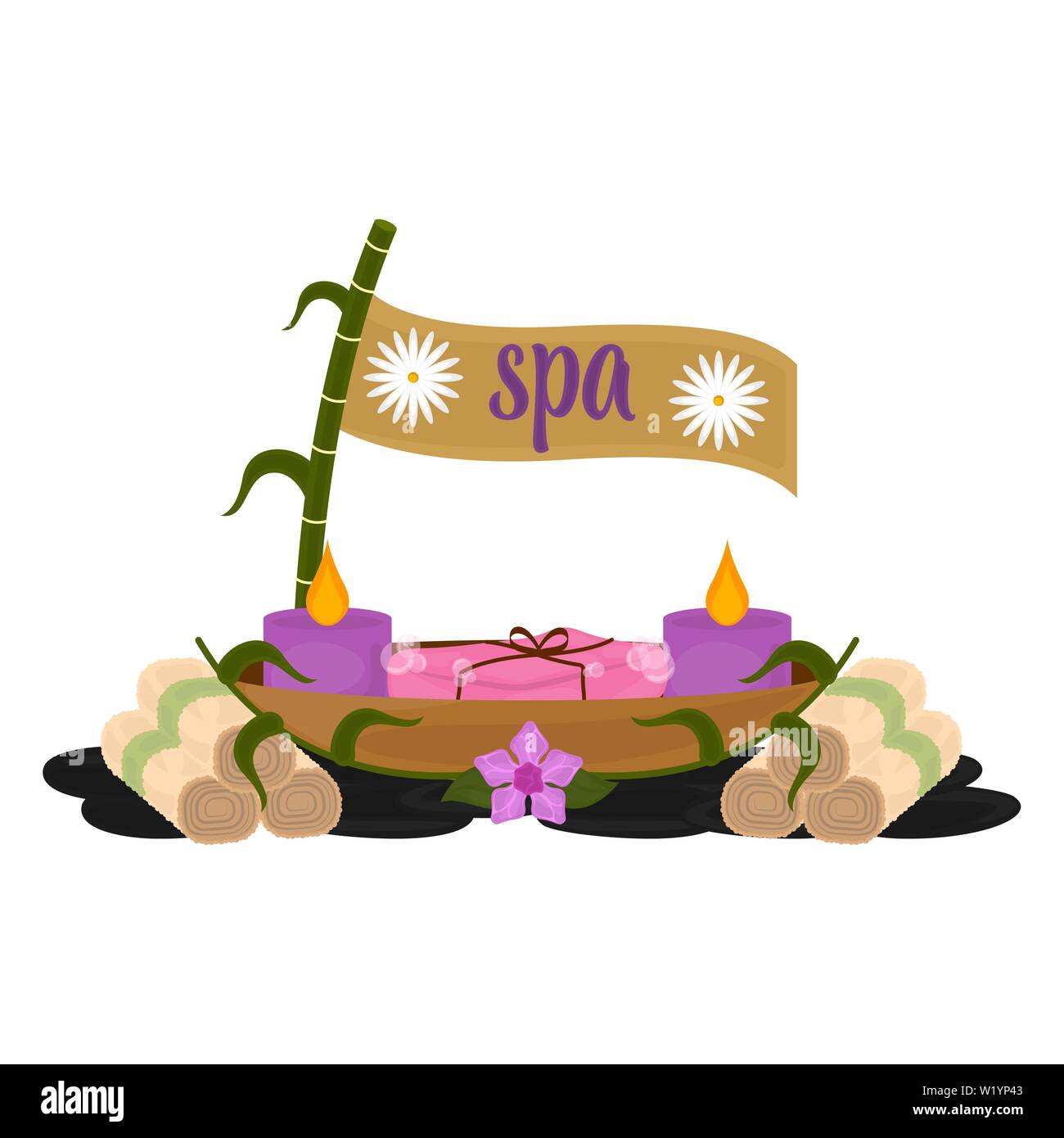 Isolated spa objects image with text - Vector Stock Vector Image & Art ...