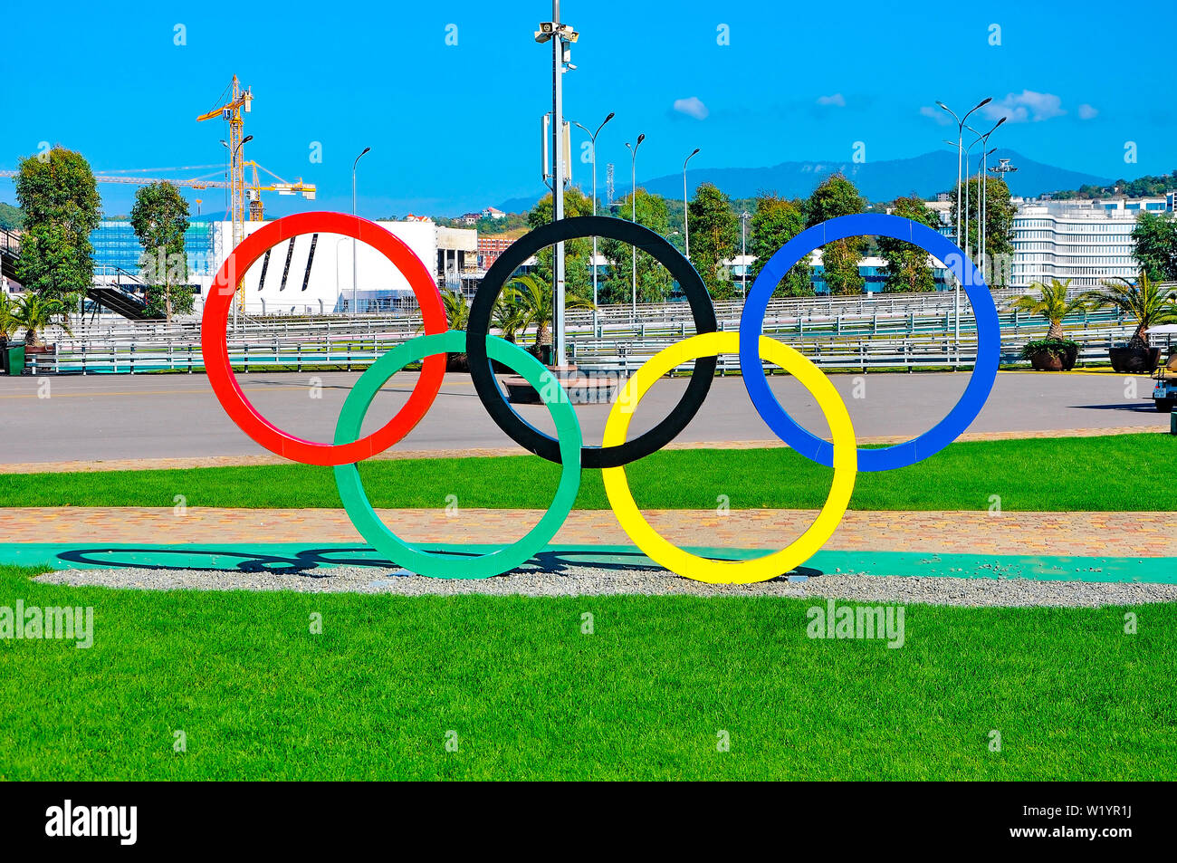 Olympic rings flag hi-res stock photography and images - Alamy