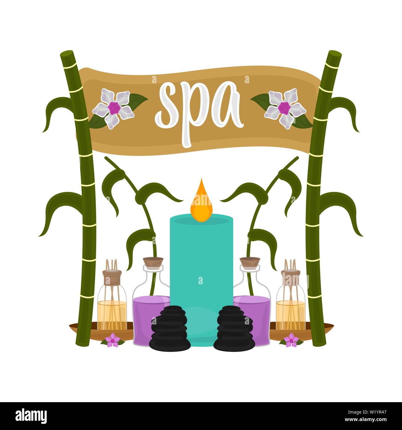 Isolated spa objects image with text - Vector Stock Vector Image & Art ...