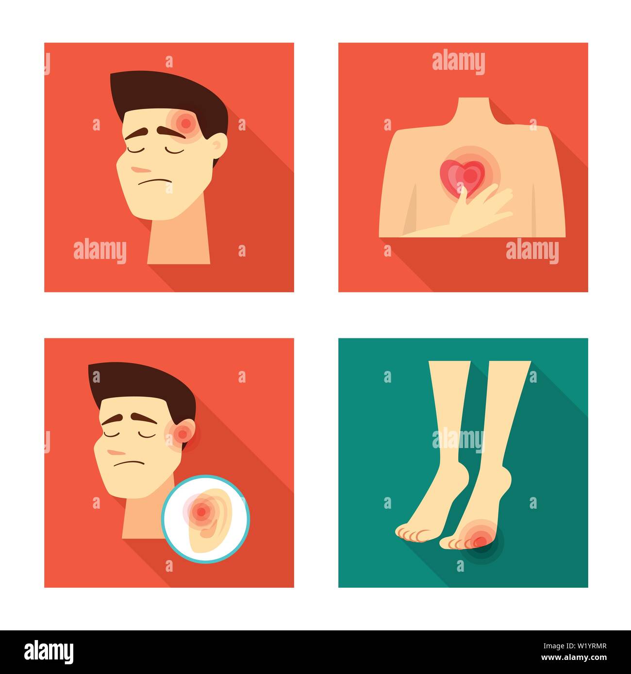 Isolated object of damage and wound sign. Collection of damage and ...