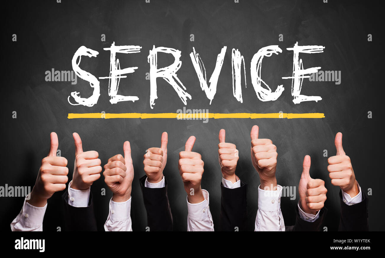 thumbs up to good service Stock Photo - Alamy