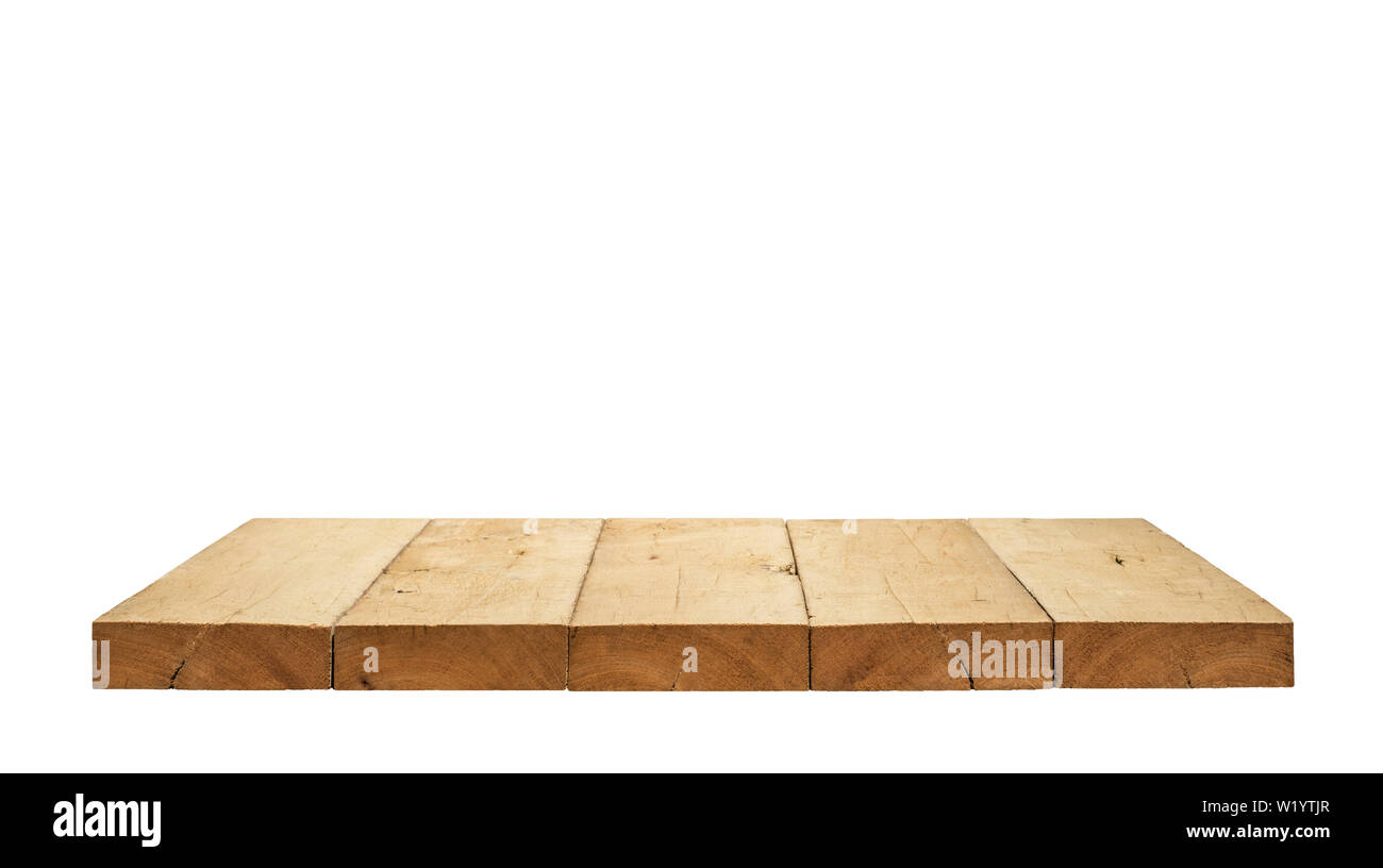 Real wood table top texture on white background.For create product ...