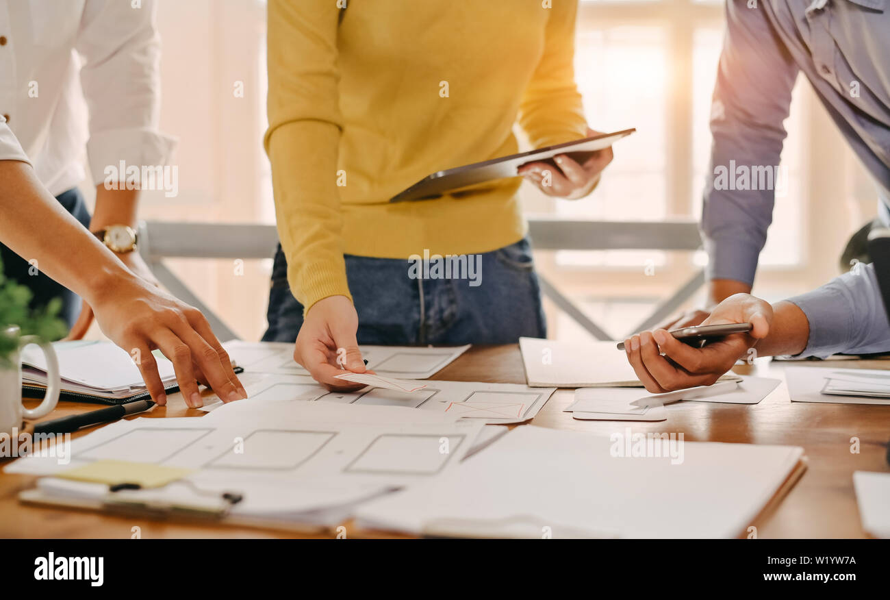 UX UI concept, Team of Website designer Creative planning application ...