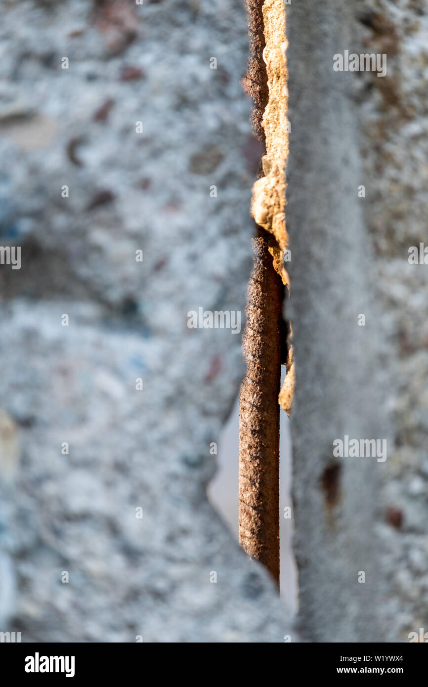 Detail of the remains of the Berlin Wall, Berlin, Germany. Segments of ...