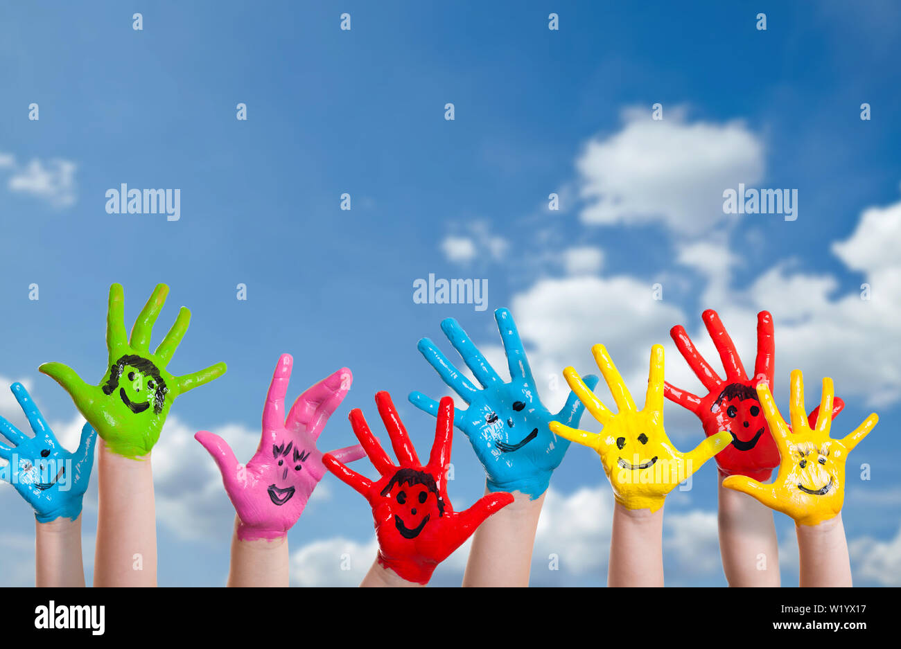 Child painted hand smile face hi-res stock photography and images - Alamy