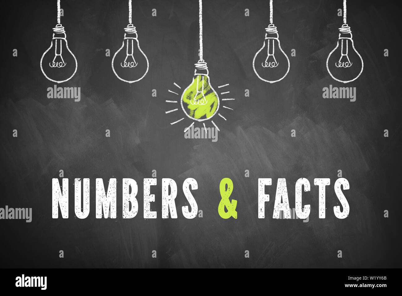 Blackboard with lightbulbs and the words "numbers & facts Stock Photo ...