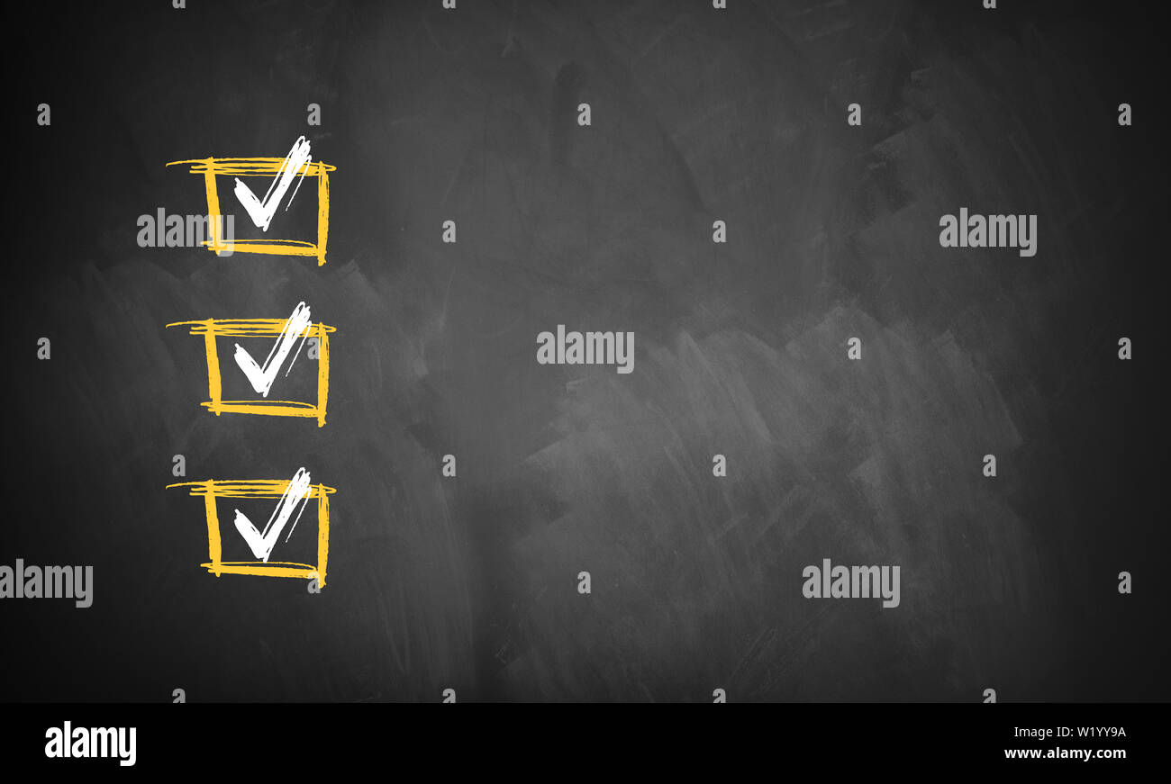 empty blackboard with drawn checked boxes Stock Photo - Alamy
