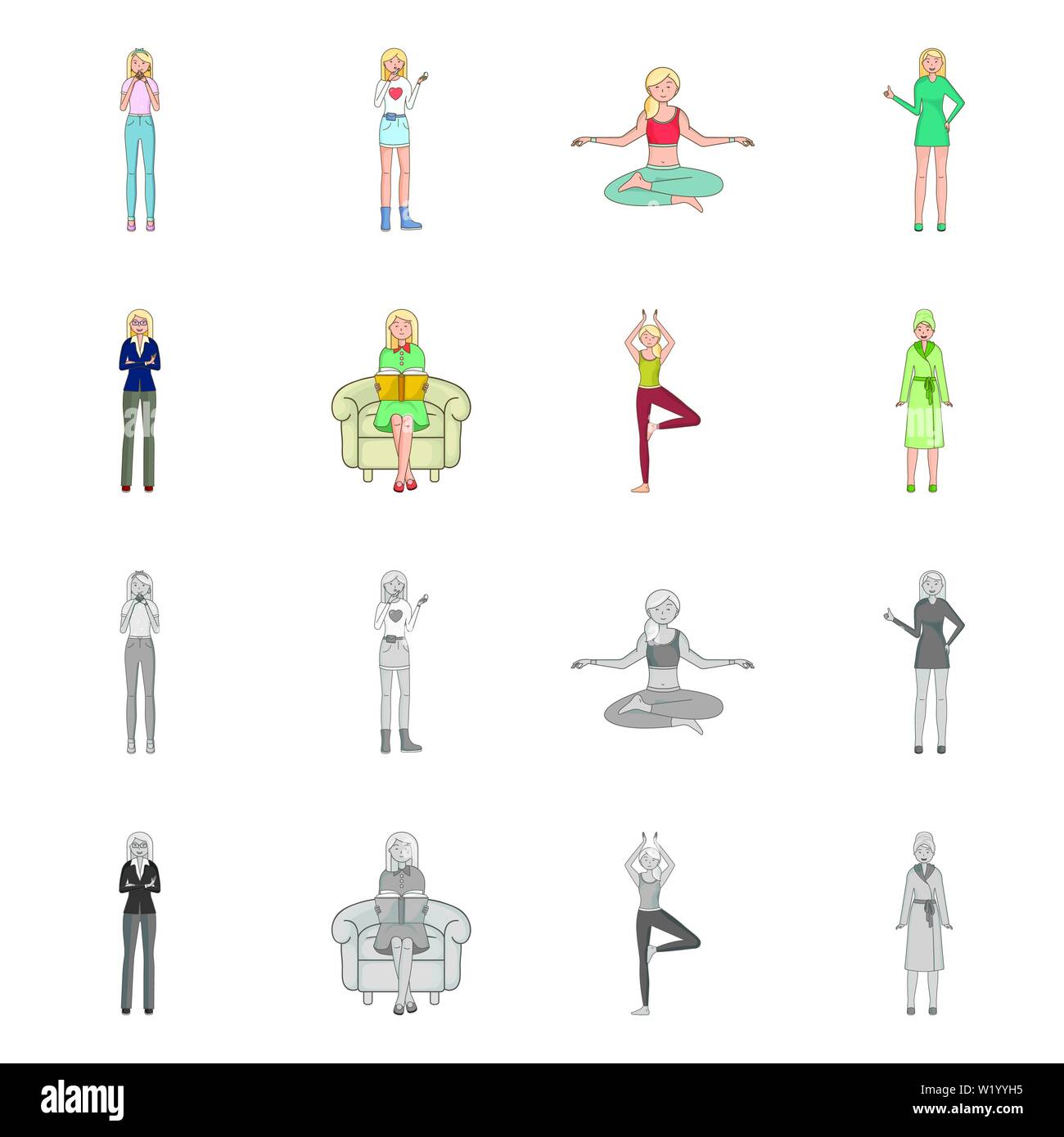 Vector design of posture and mood symbol. Collection of posture and ...