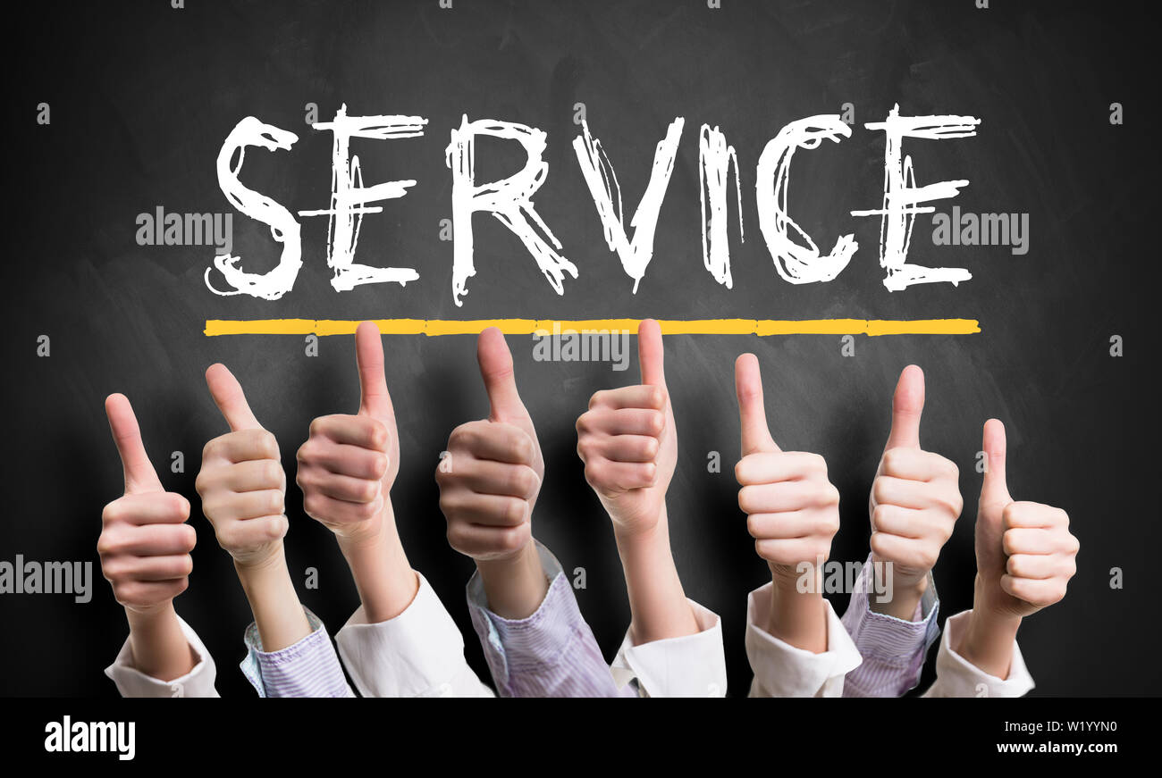 thumbs up to good service Stock Photo - Alamy