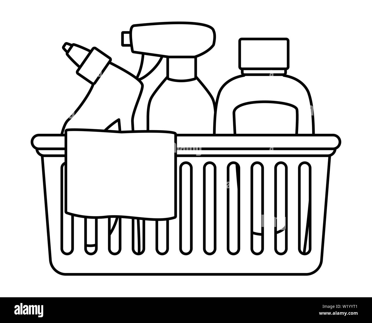 Cleaning And Hygiene Equipment Icons In Black And White Stock Vector