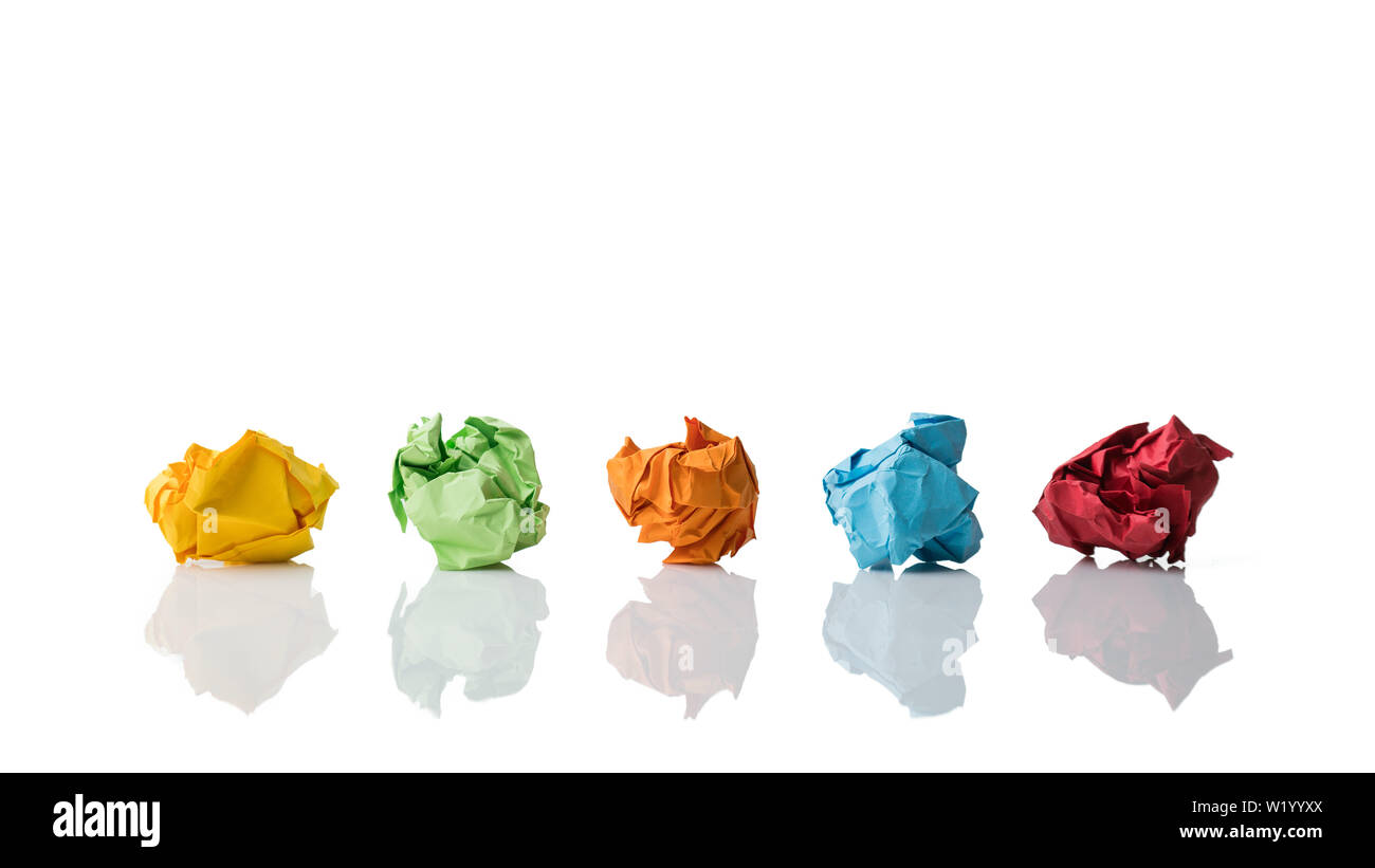 crumpled paper symbolizing different solutions isolated on white Stock ...