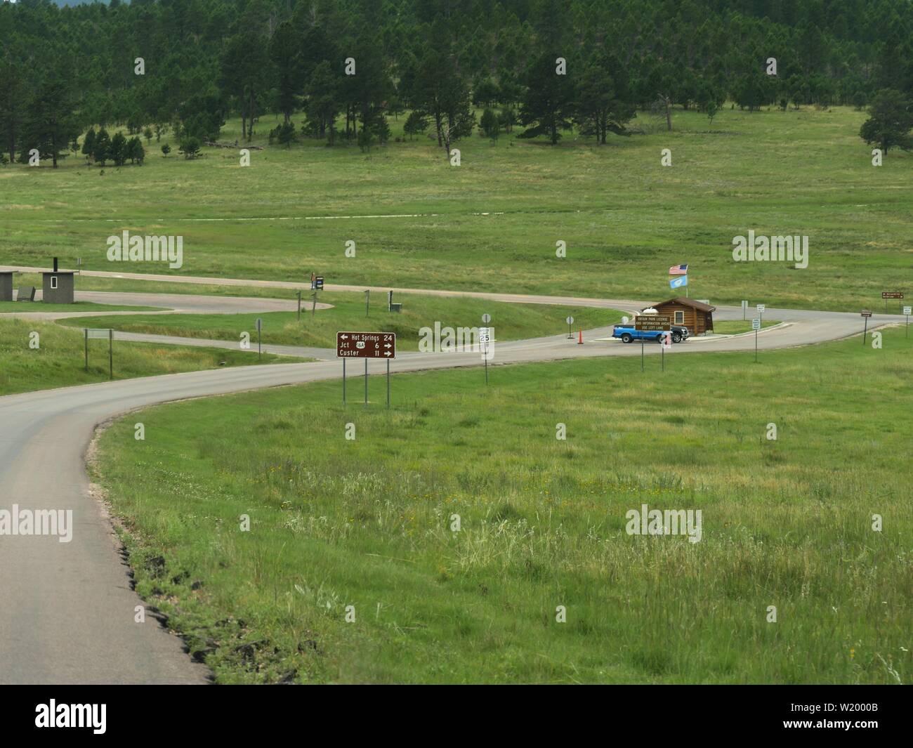 Custer County, South Dakota--July 2018: Medium wide view of Custer ...