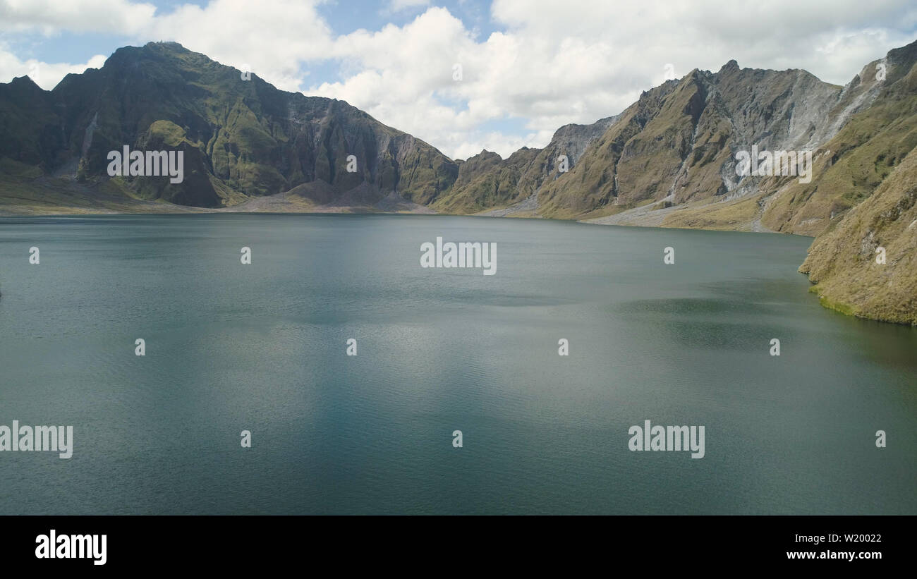 Crater lake of the volcano Pinatubo among the mountains, Philippines ...