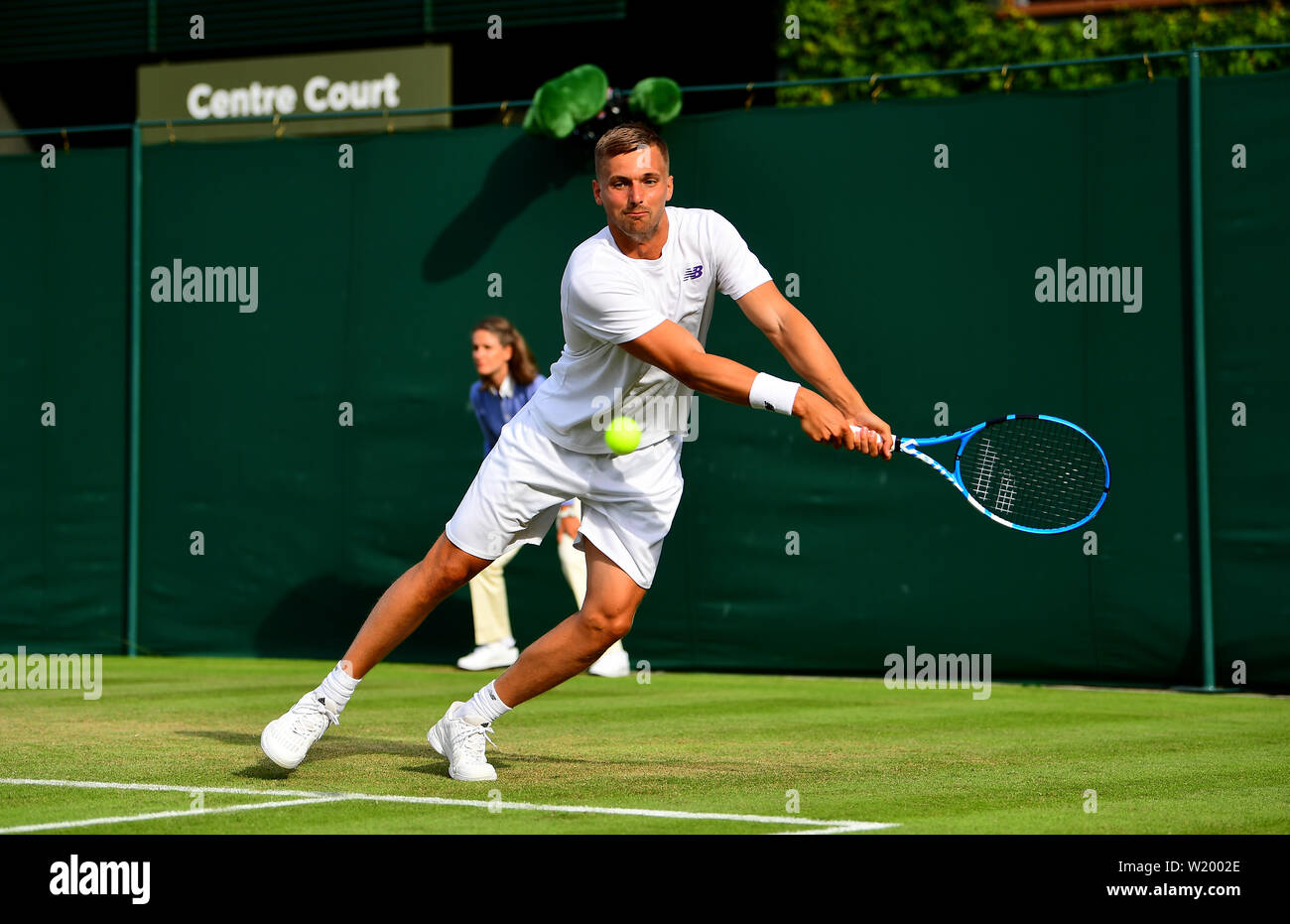 Lloyd Glasspool during his doubles match on day four of the Wimbledon ...
