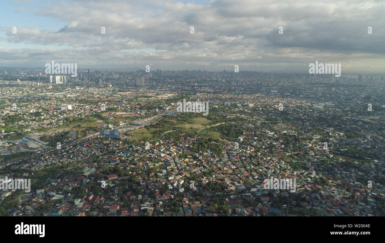 Aerial view of Manila city with skyscrapers and buildings. Philippines ...