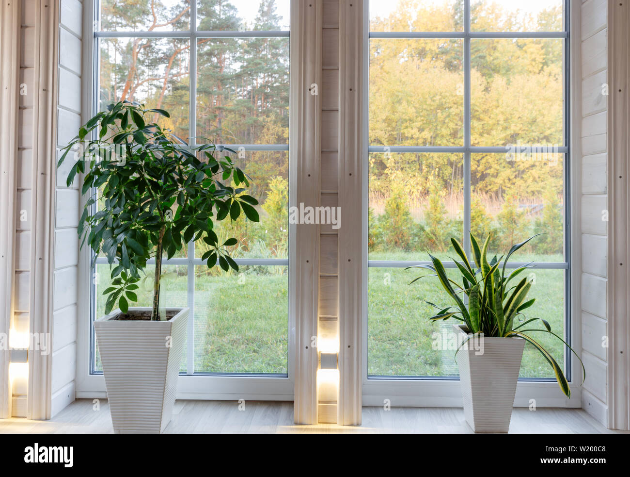 Bright photo studio interior with big window, high ceiling, white ...