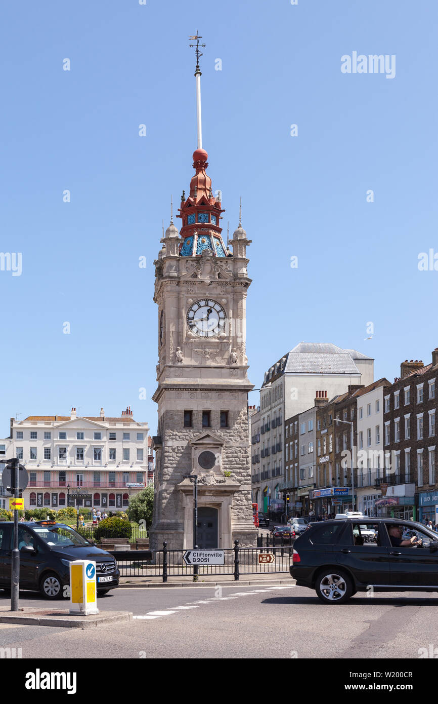 View of the Victorian Clock Tower on Marine Drive in the seaside town ...