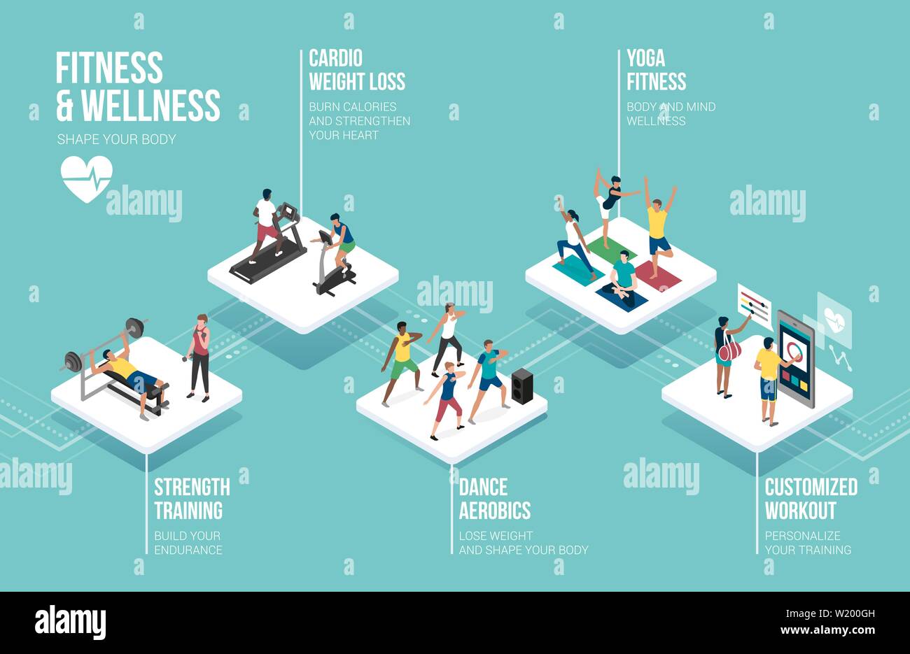 Isometric gym fitness club Stock Vector Images - Alamy