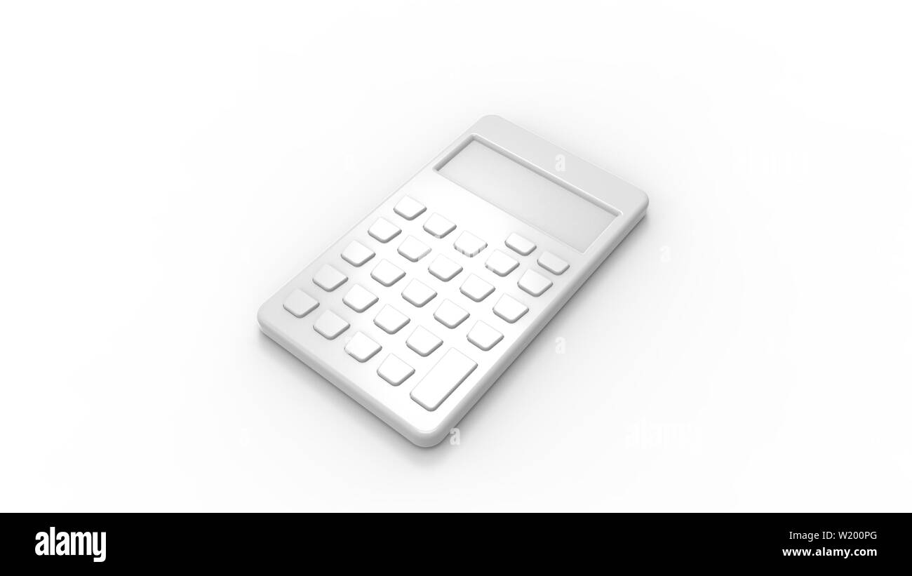 3d rendering of a grey calculator without digits isolated in white ...