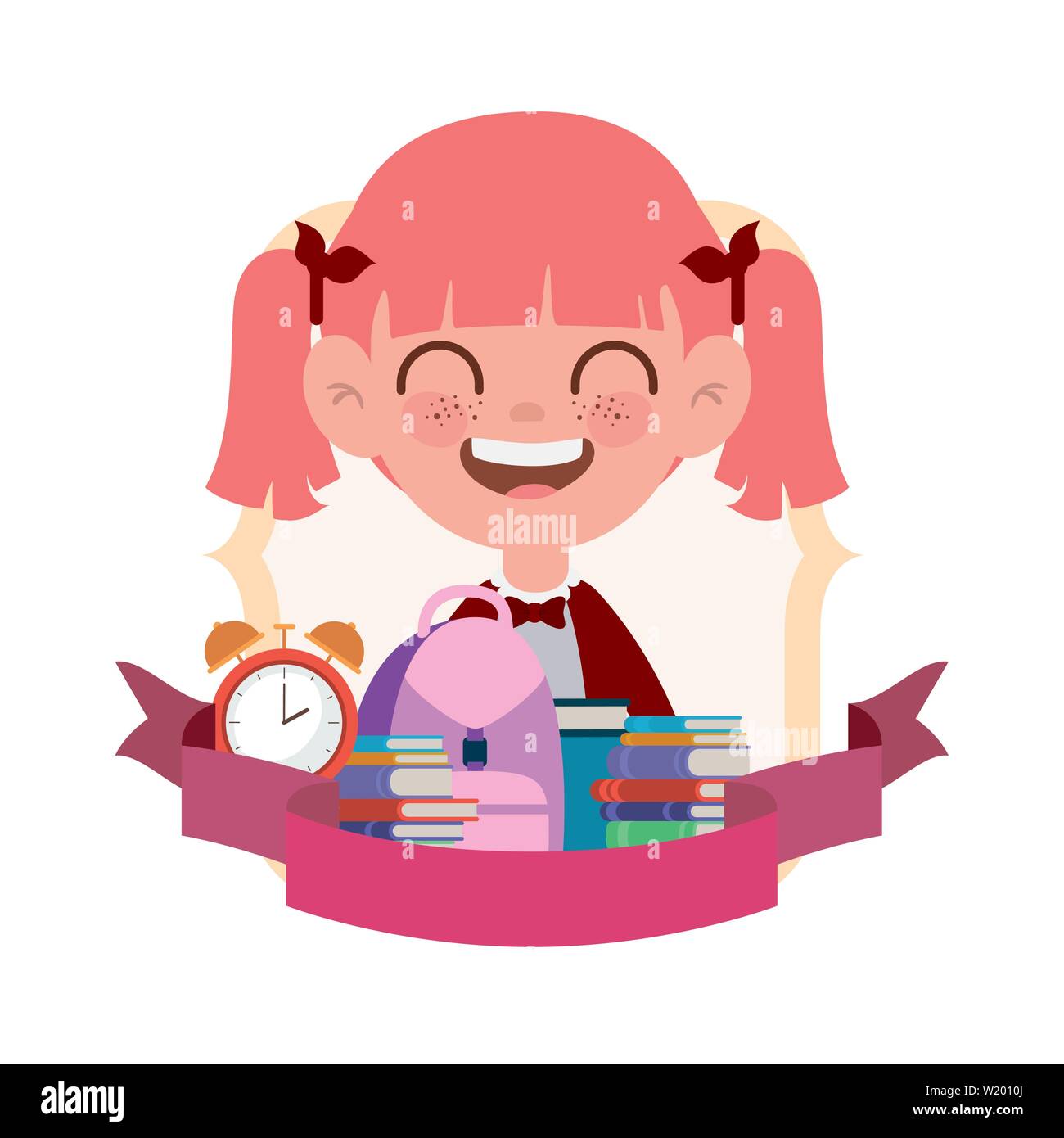 frame with student girl with school supplies Stock Vector Image & Art ...