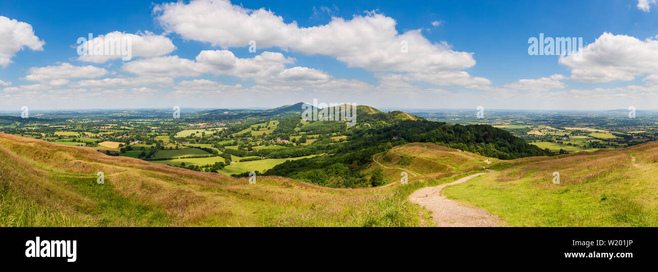 A panoramic view of the Malvern Hills from the earthworks of British ...
