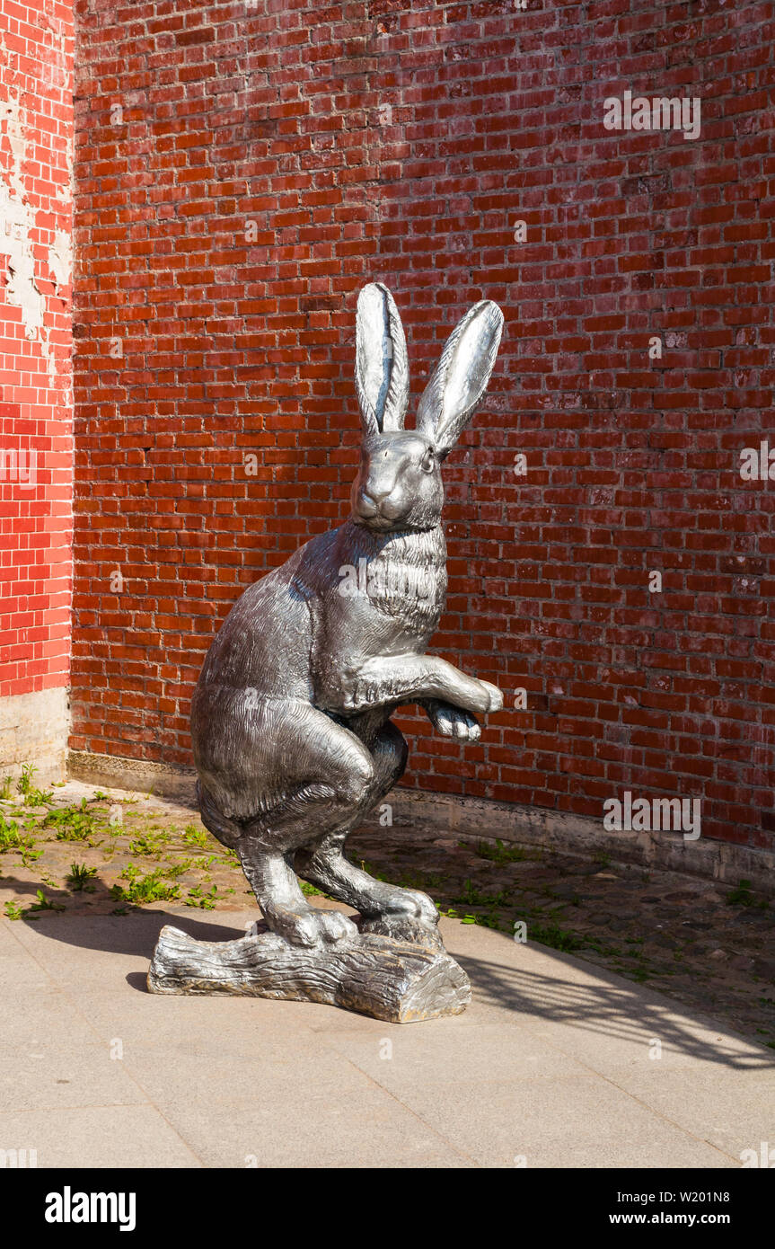 Saint Petersburg, Russia - June 6, 2019. Big rabbit sculpture on the ...