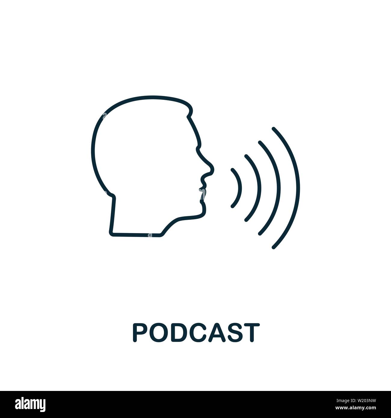 Podcast outline icon. Thin line concept element from content icons ...