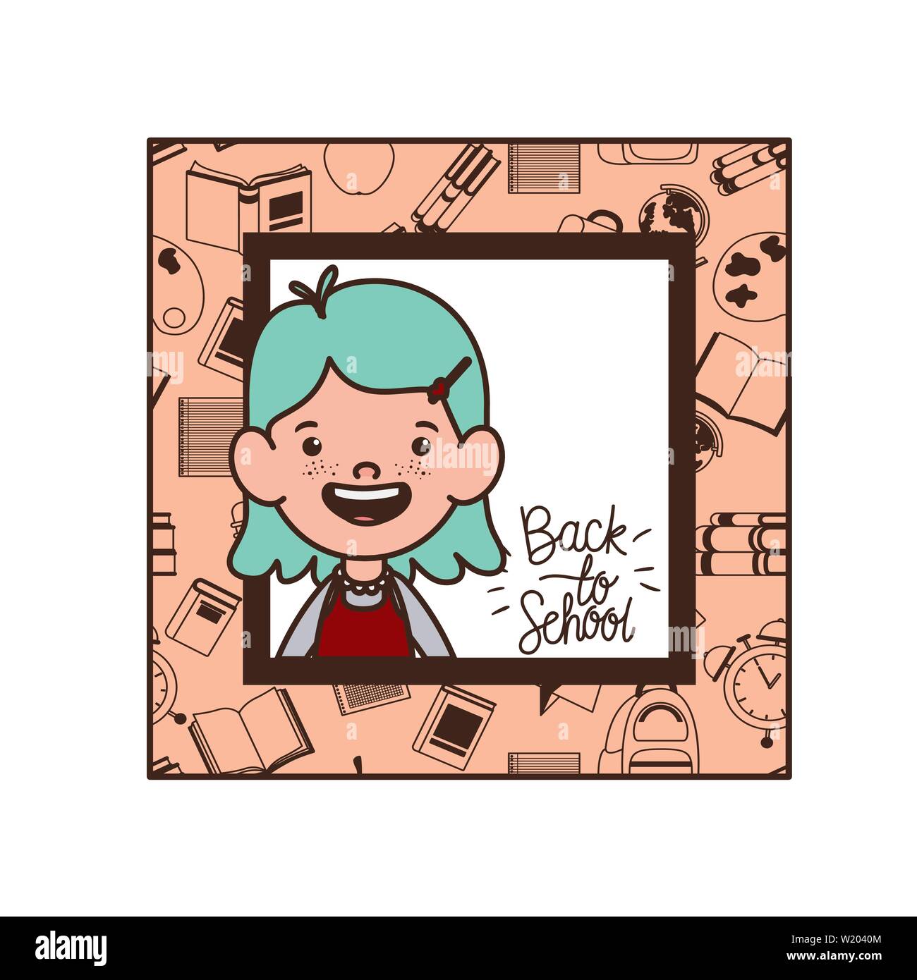 student girl with school supplies character Stock Vector Image & Art ...