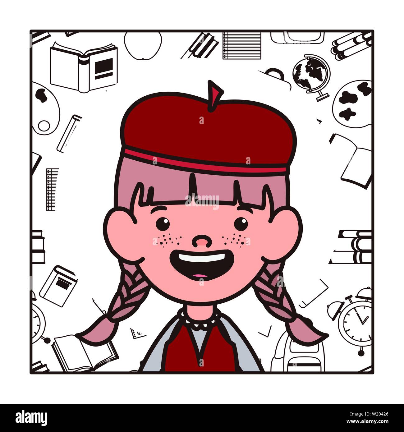 student girl with school supplies character Stock Vector Image & Art ...