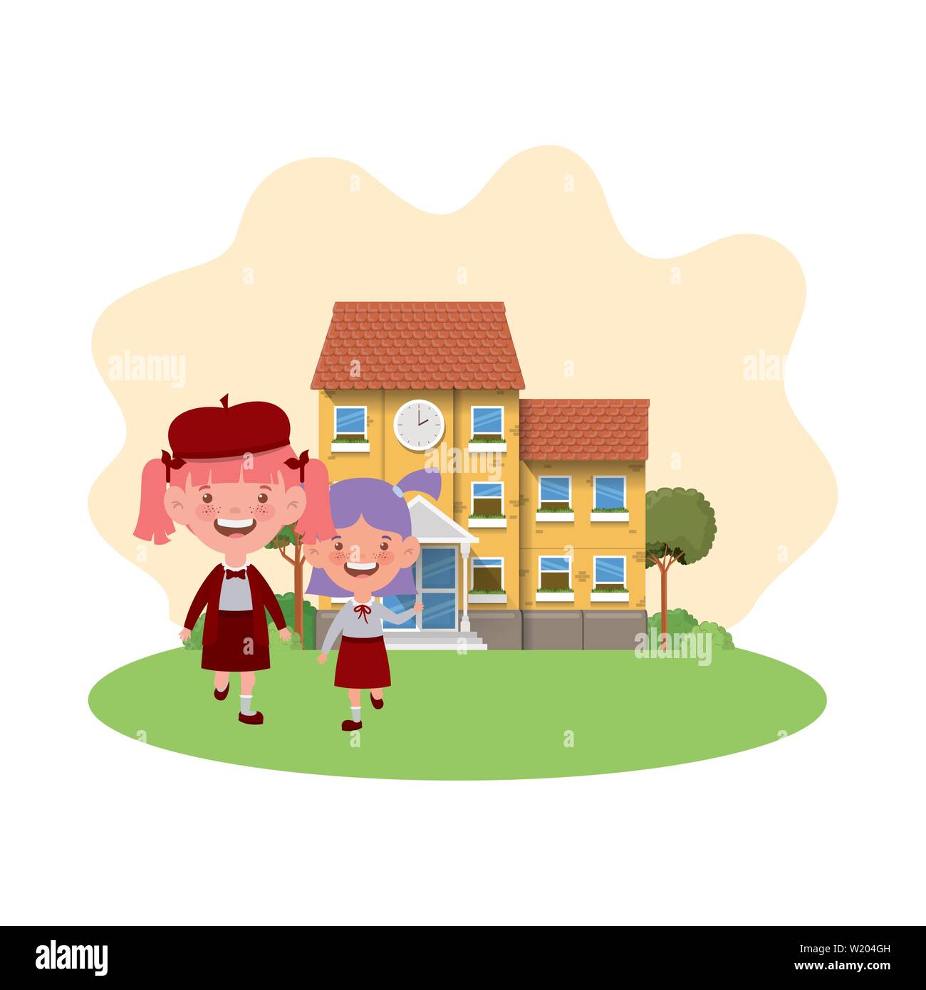 students girls in school building of primary Stock Vector Image & Art ...