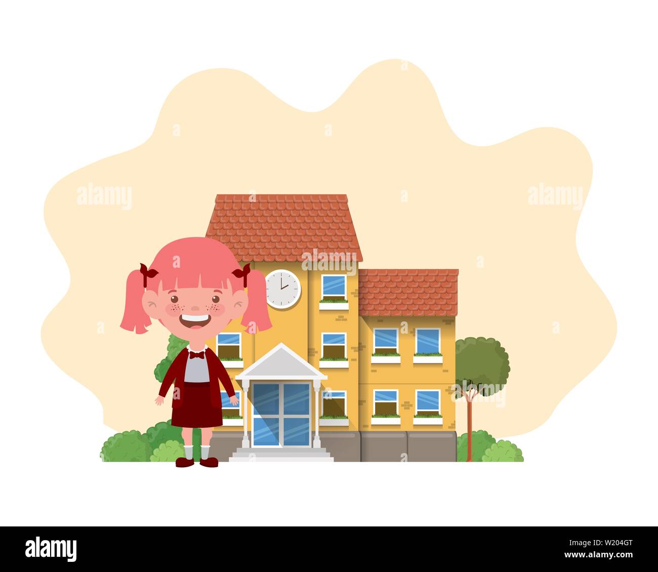 Elementary school girl in uniform Stock Vector Images - Alamy