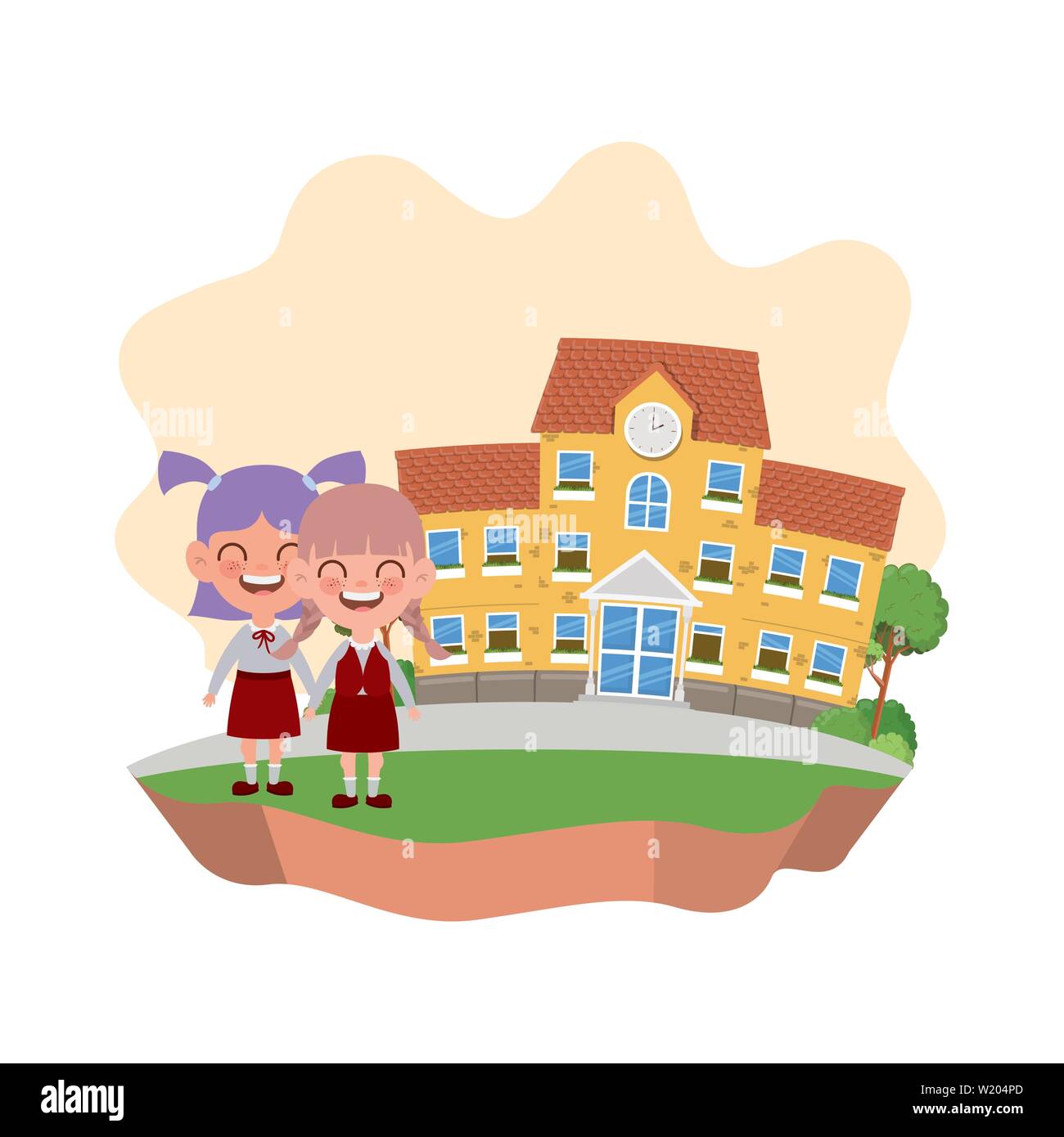 students girls in school building of primary Stock Vector Image & Art ...