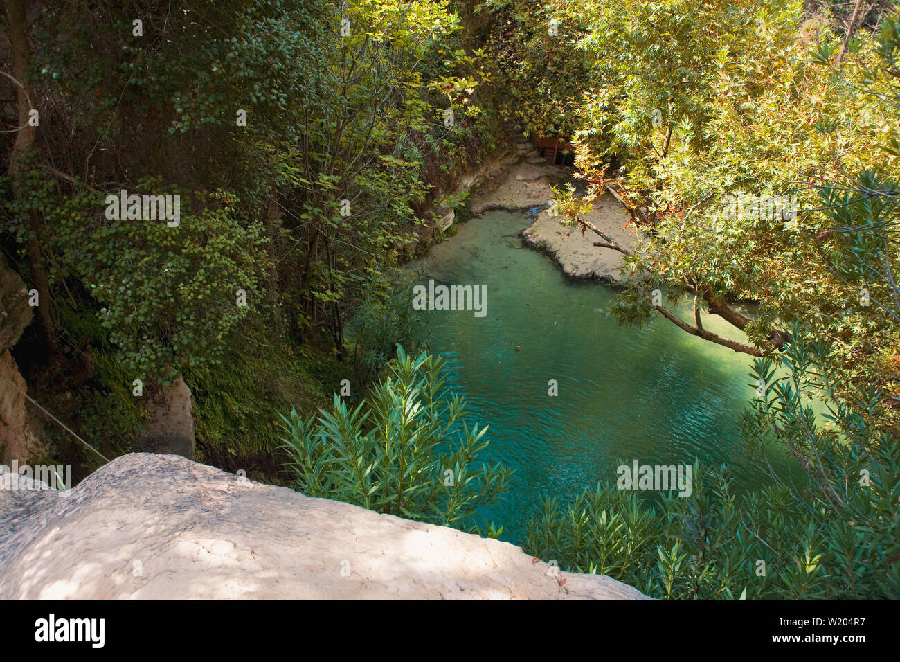 Baths of Adonis, Paphos District, Cyprus: lower pool and cascade Stock ...